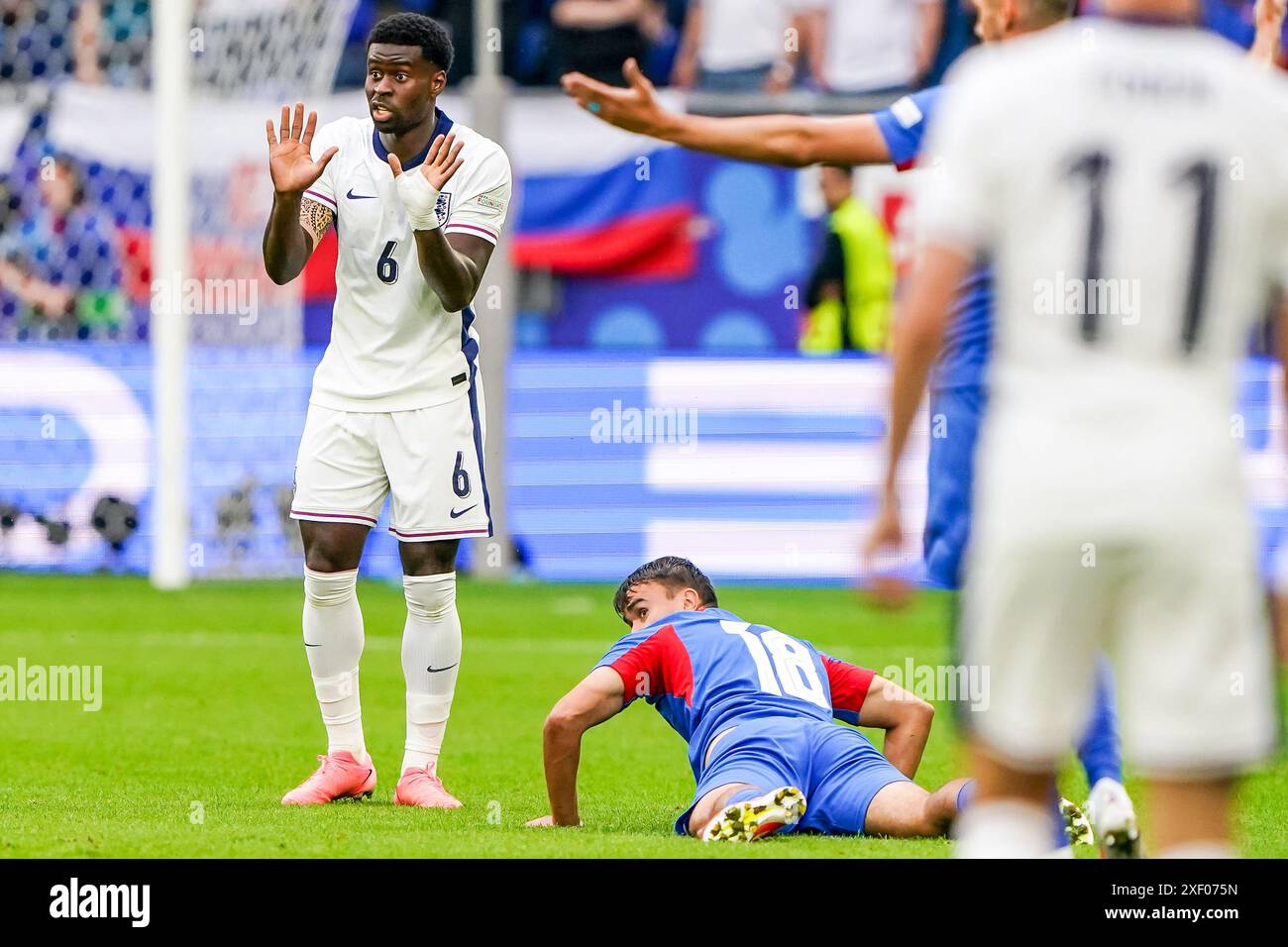 GELSENKIRCHEN, GERMANY - JUNE 30: Marc Guéhi of England reacts on a ...