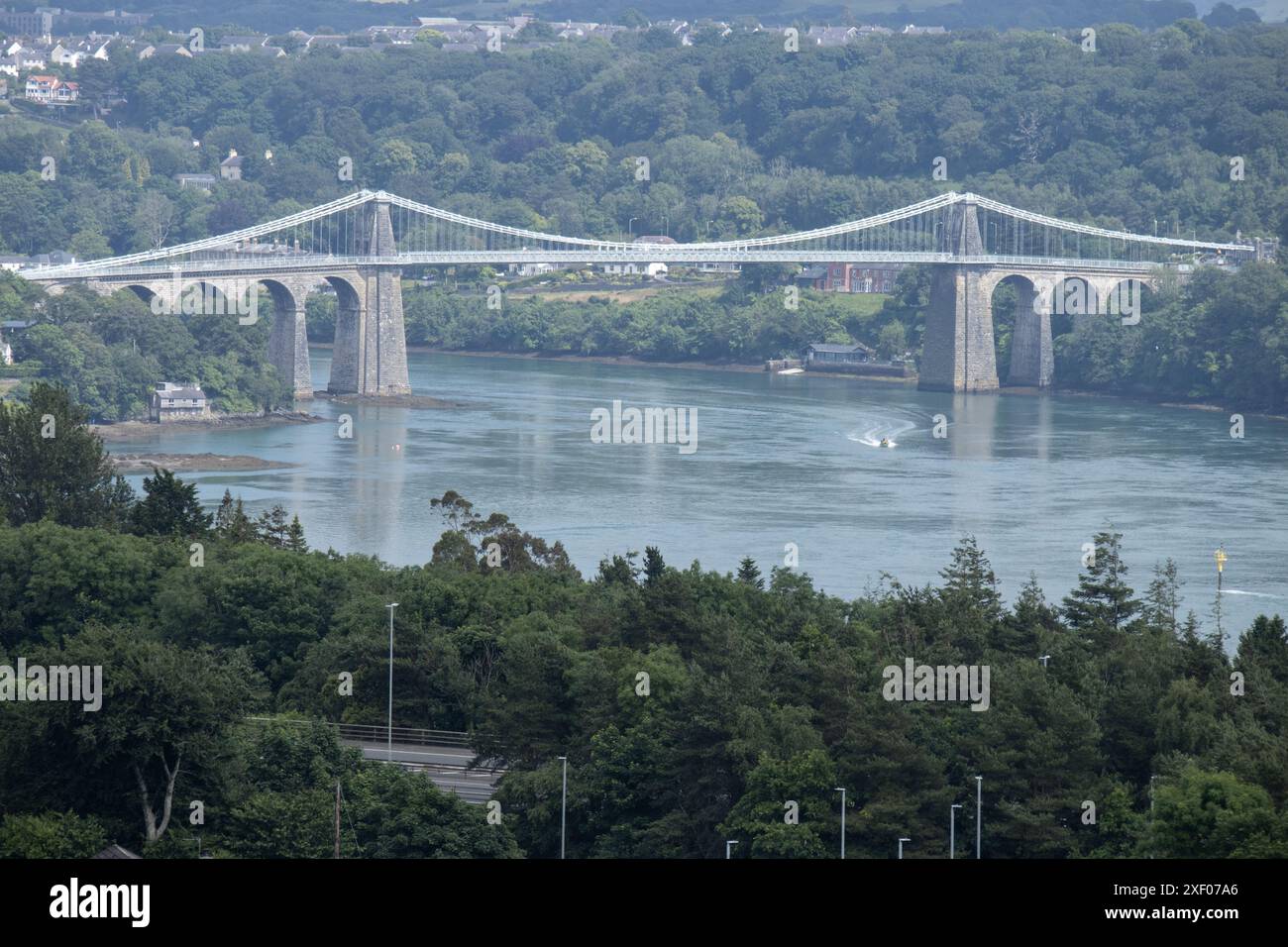 Menai Suspension Bridge between Isle of Anglesey and Welsh mainland ...