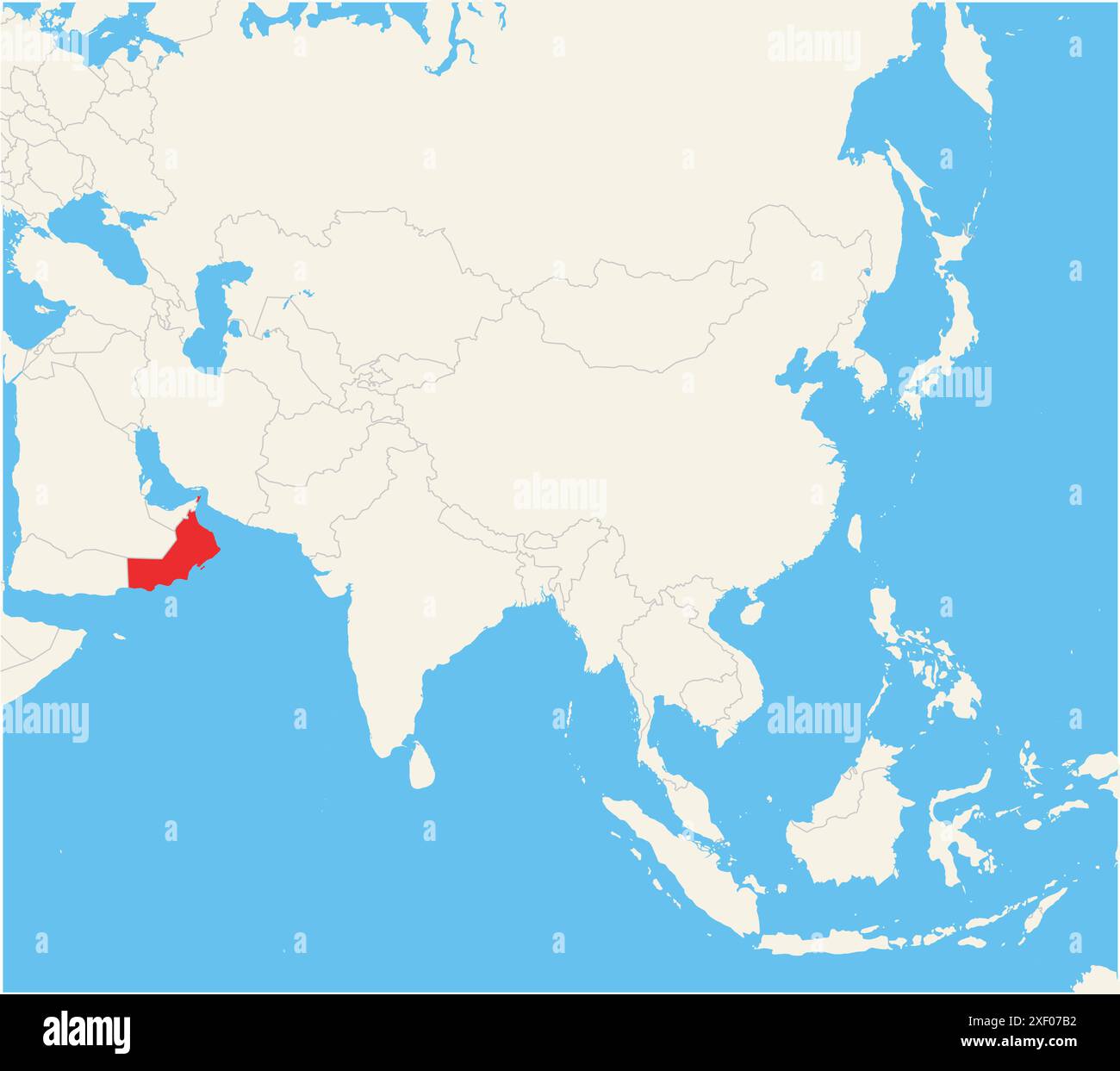 Locator map showing the location of the country Oman in Asia. The ...