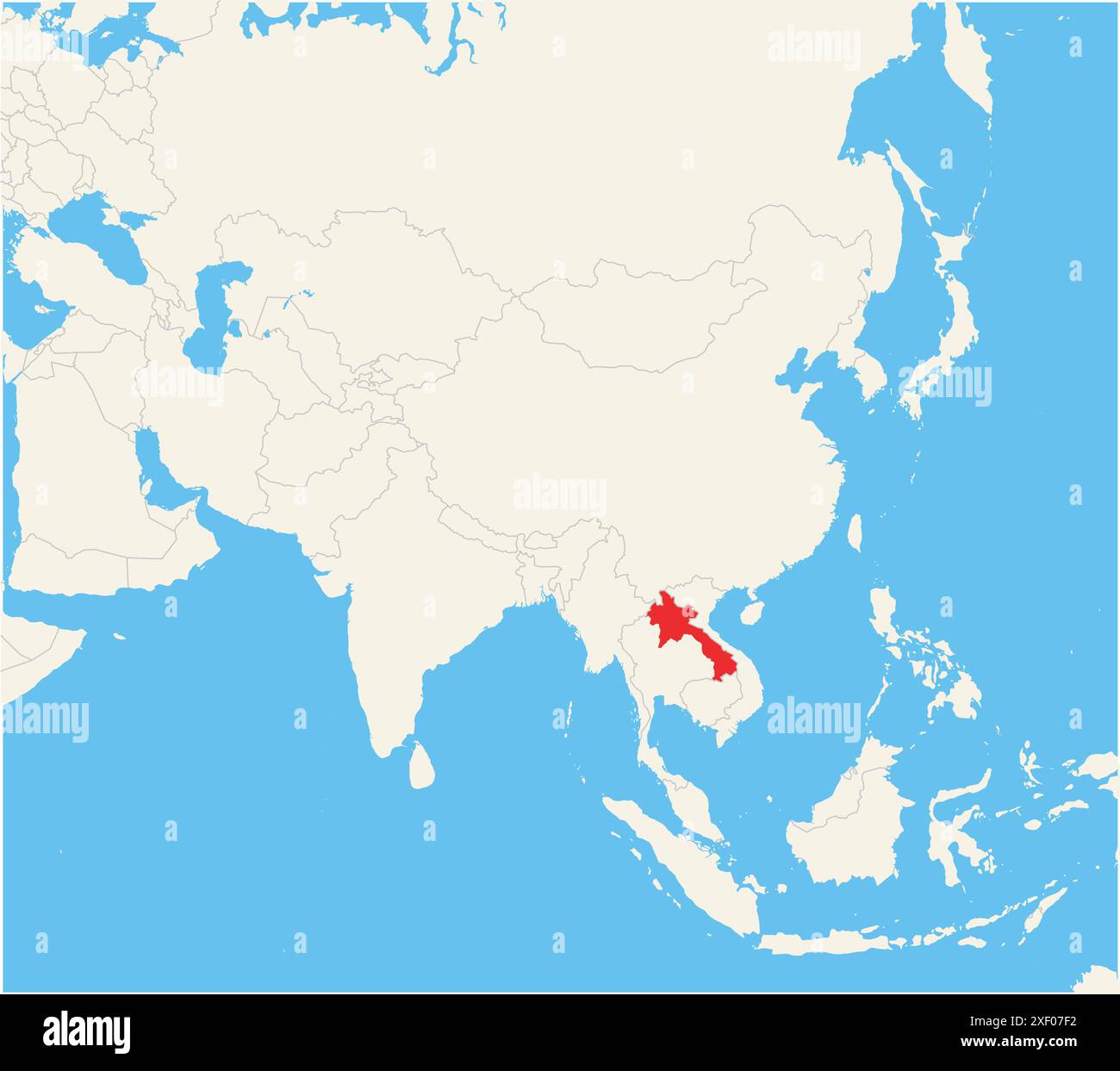 Asia Map Laos Highlighted