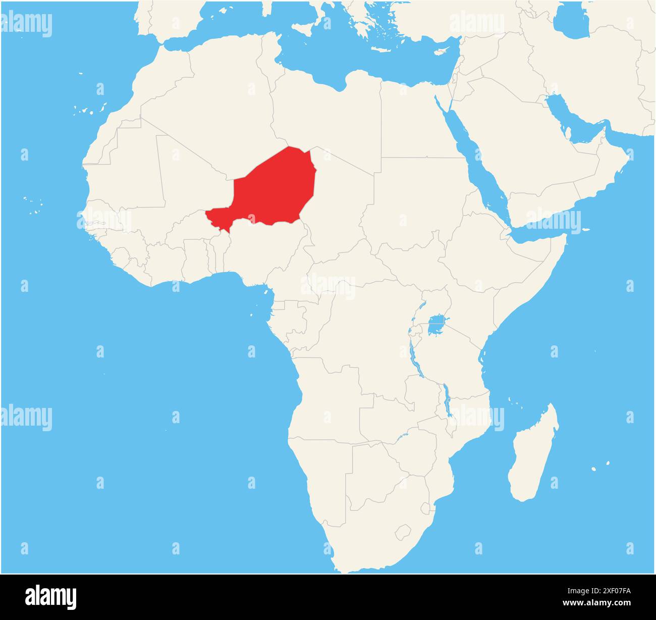 Locator map showing the location of the country Niger in Africa. The ...