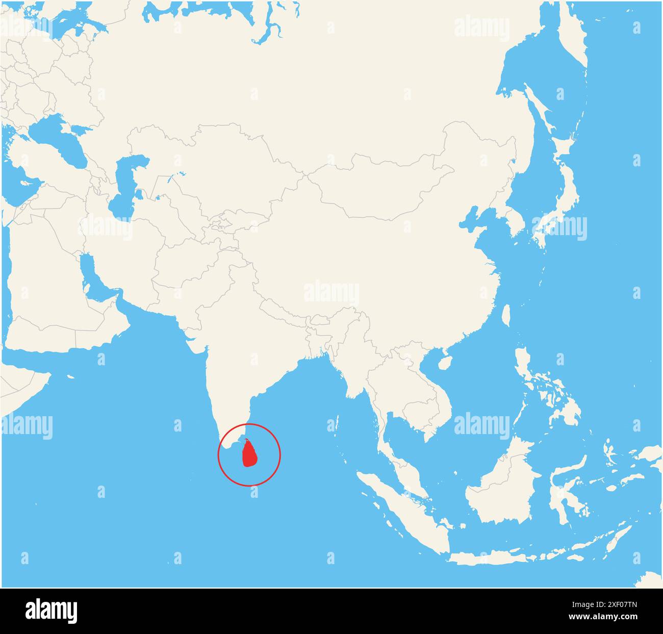 Locator map showing the location of the country Sri Lanka in Asia. The ...