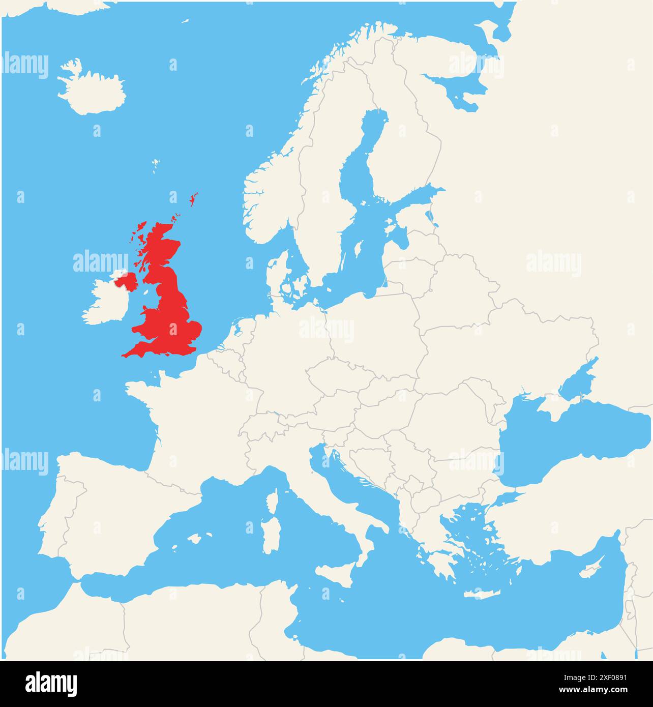 Locator map showing the location of the country United Kingdom in ...