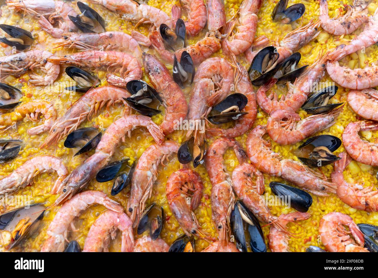fish and shrimp paella, Mallorca, Balearic Islands, Spain Stock Photo ...