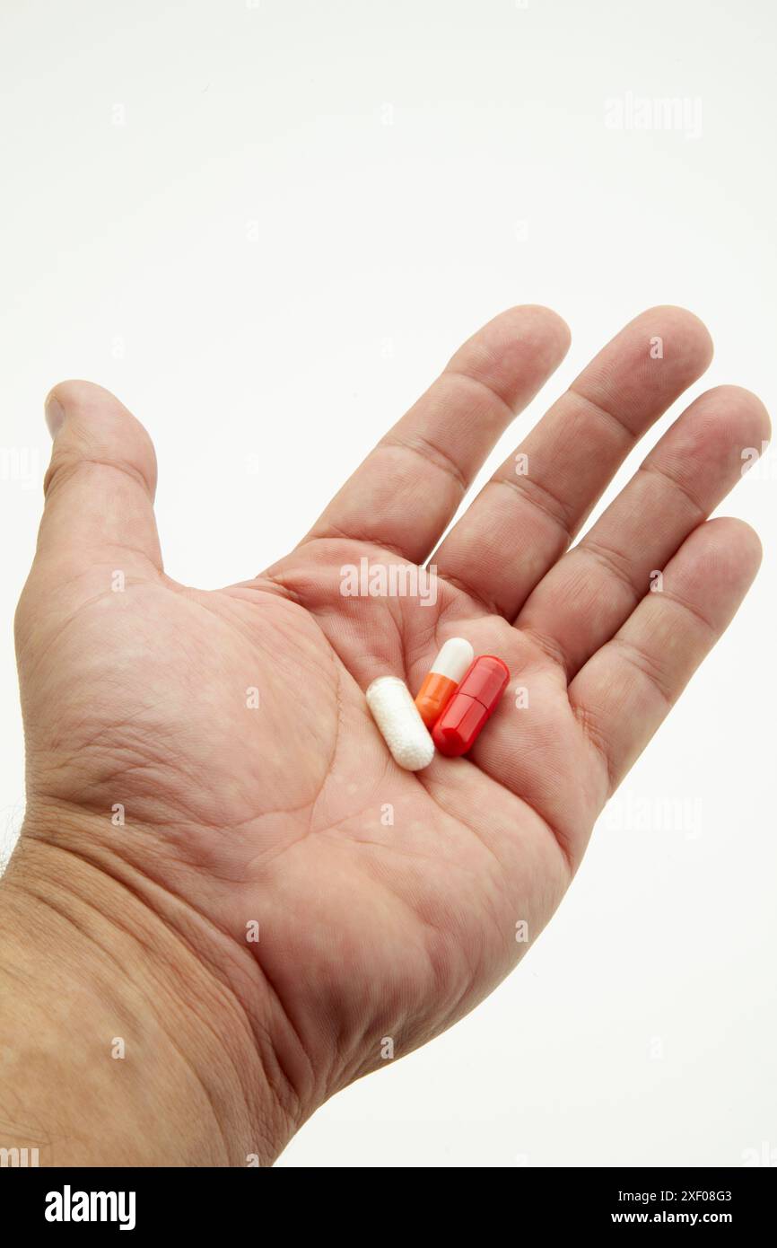 Samples of capsules and tablets, Generic drugs, Pharmaceutical plant ...