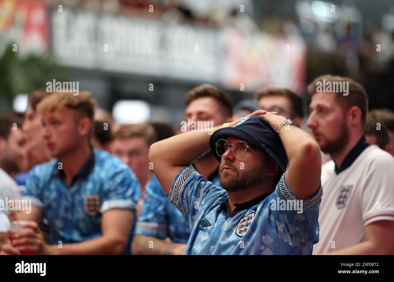 England fans at BOXPark Wembley in London during a screening of the ...