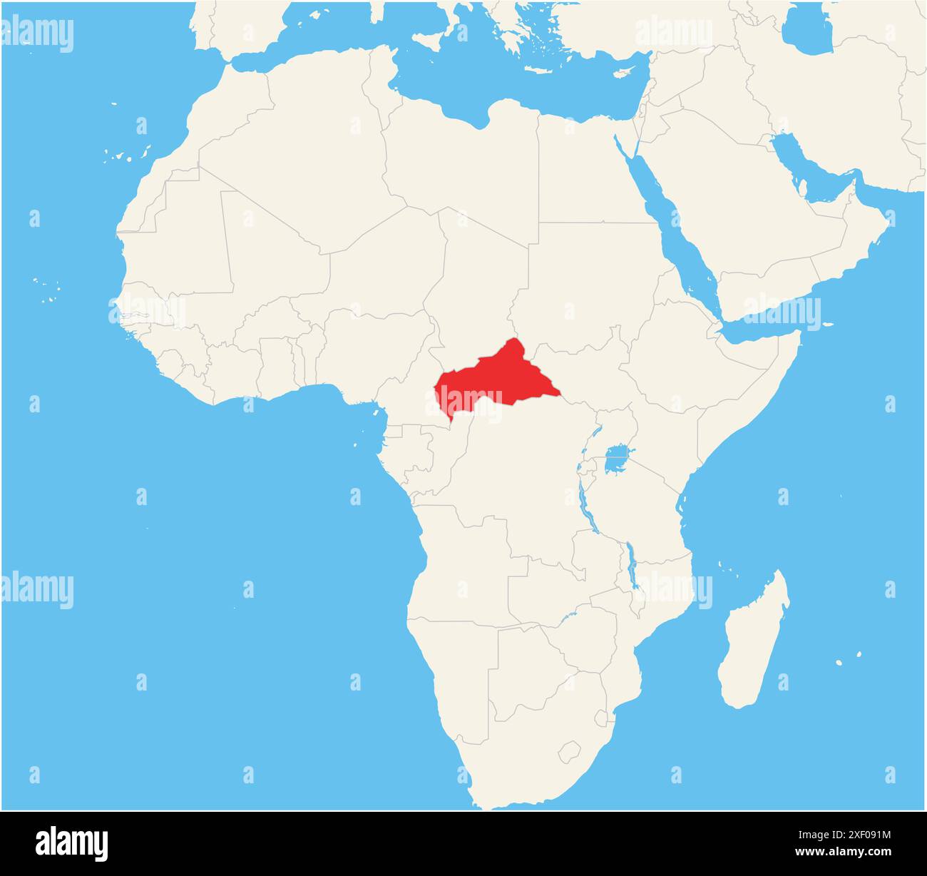 Locator map showing the location of the country Central African ...
