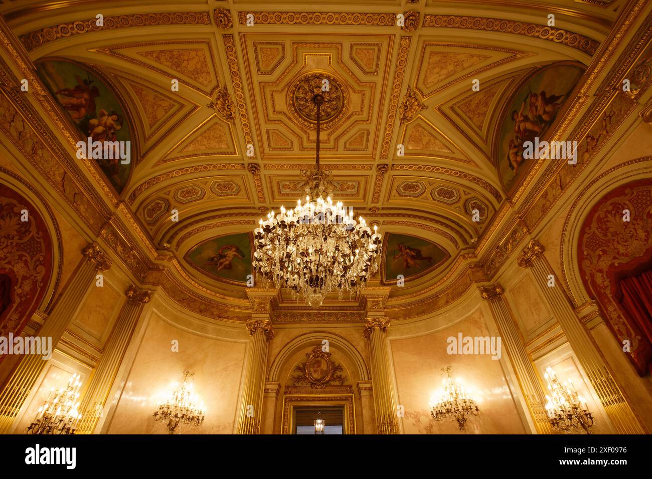 The ceiling in Bourbon palace , the seat of the French National ...