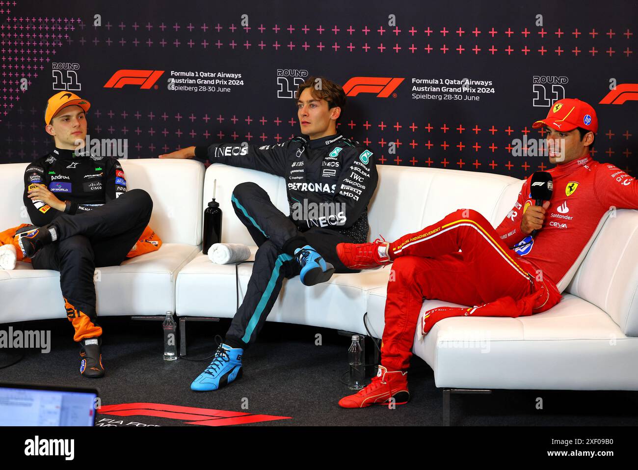 Spielberg, Austria. 30th June, 2024. (L to R): Oscar Piastri (AUS ...