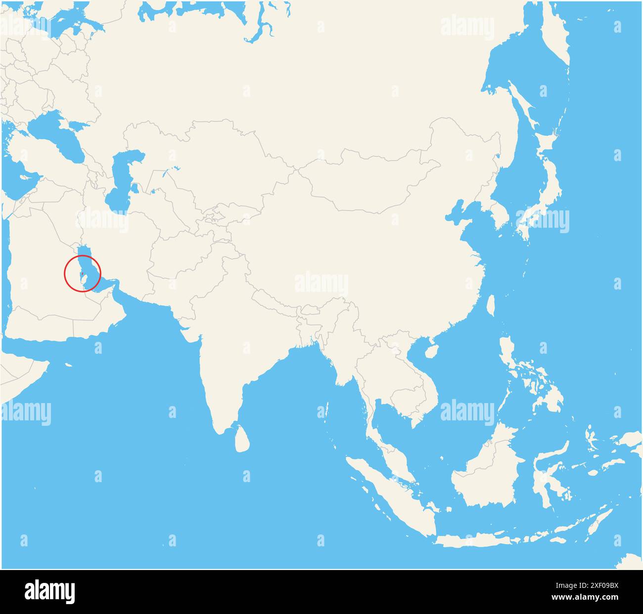 Locator map showing the location of the country Bahrain in Asia. The ...