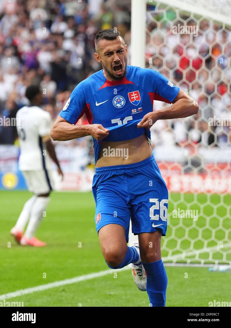 Slovakia's Ivan Schranz celebrates scoring their side's first goal of ...