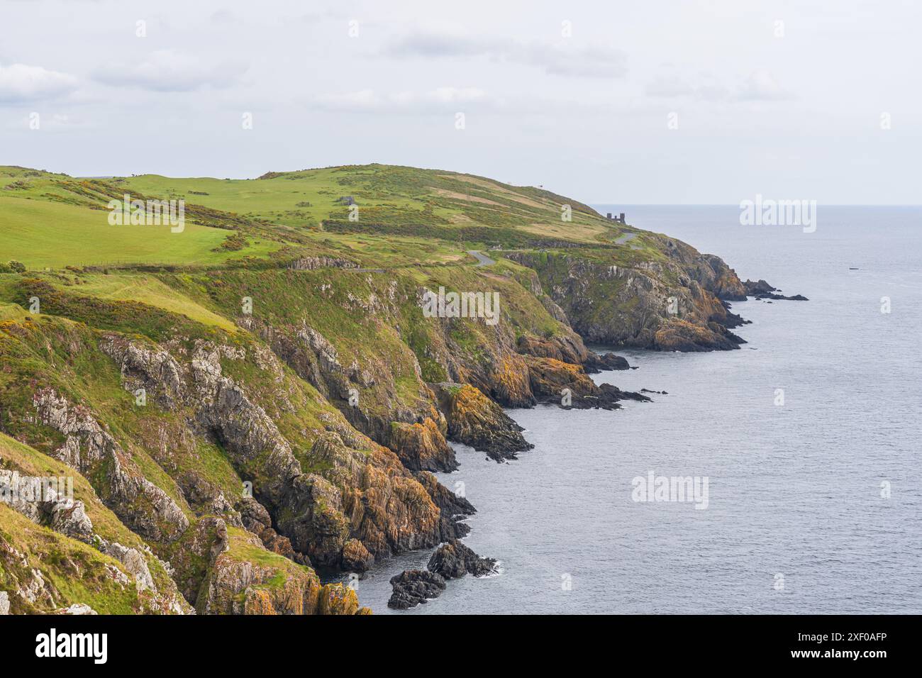 The cliffs and Irish Sea coast near Douglas, Isle of Man Stock Photo ...