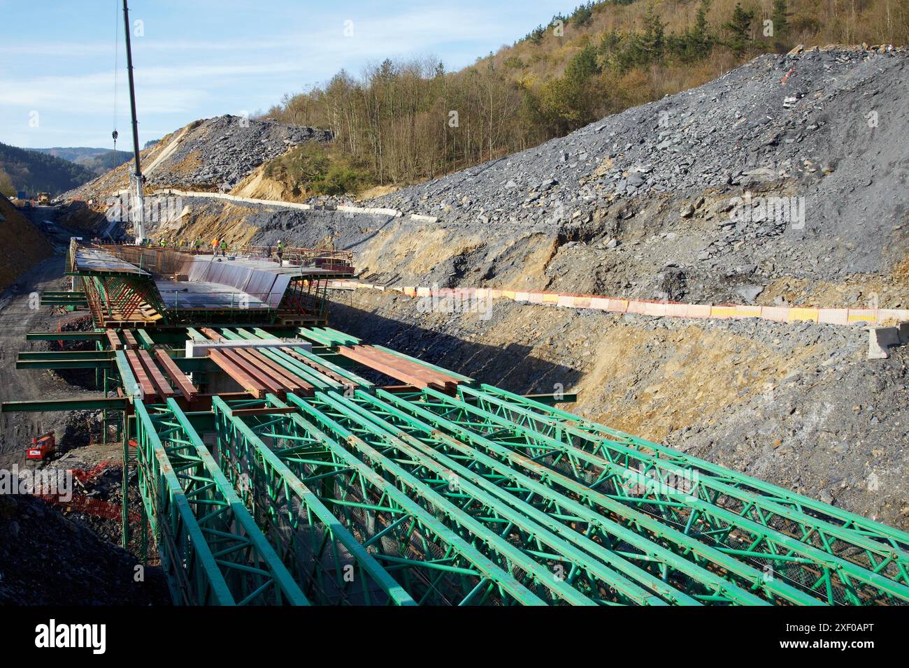 Construction of viaduct, Works of the new railway platform in the ...