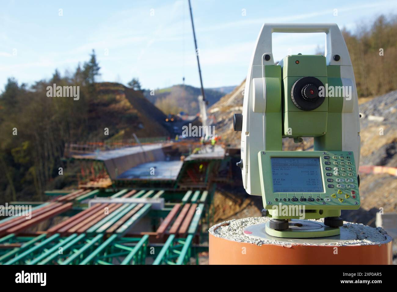 Topography station, Surveying, Construction of viaduct, Works of the ...