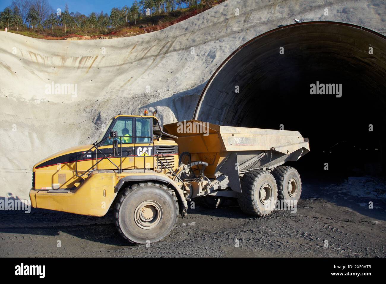 Articulated truck, Tunnel construction, Works of the new railway ...