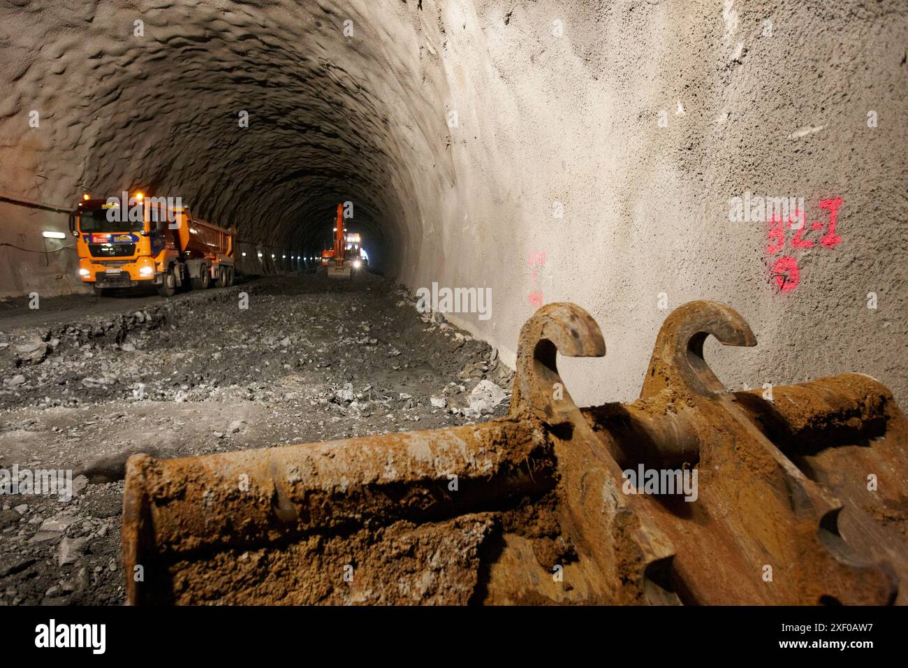 Tunnel construction, Works of the new railway platform in the Basque ...