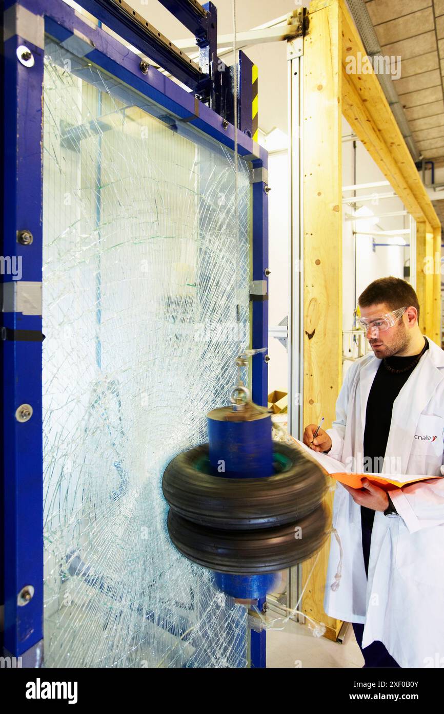 Impact test on glass, material homologation, Technology Research Center ...