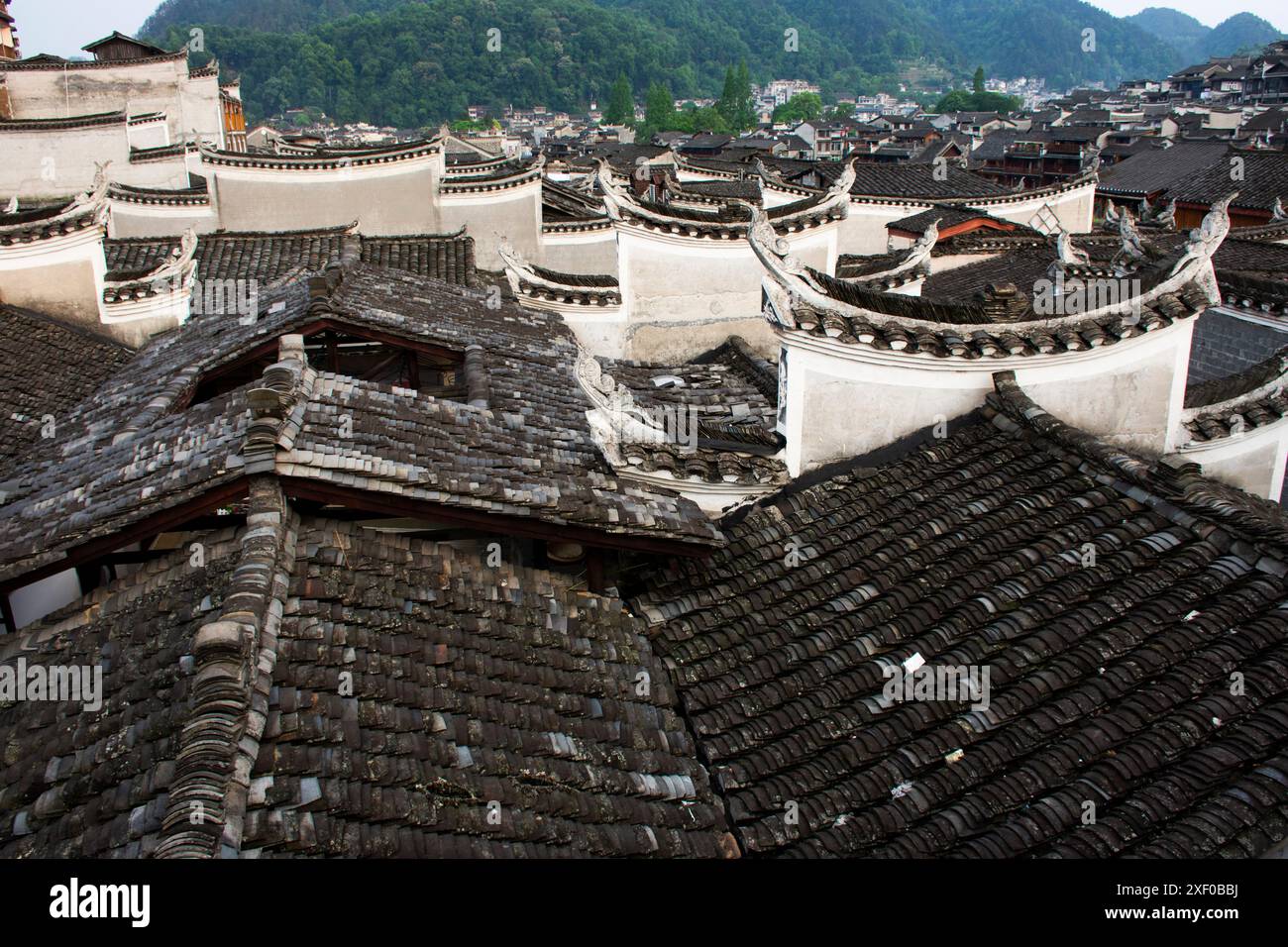 Landscape of roof local house home on valley hill mountain in cityscape ...