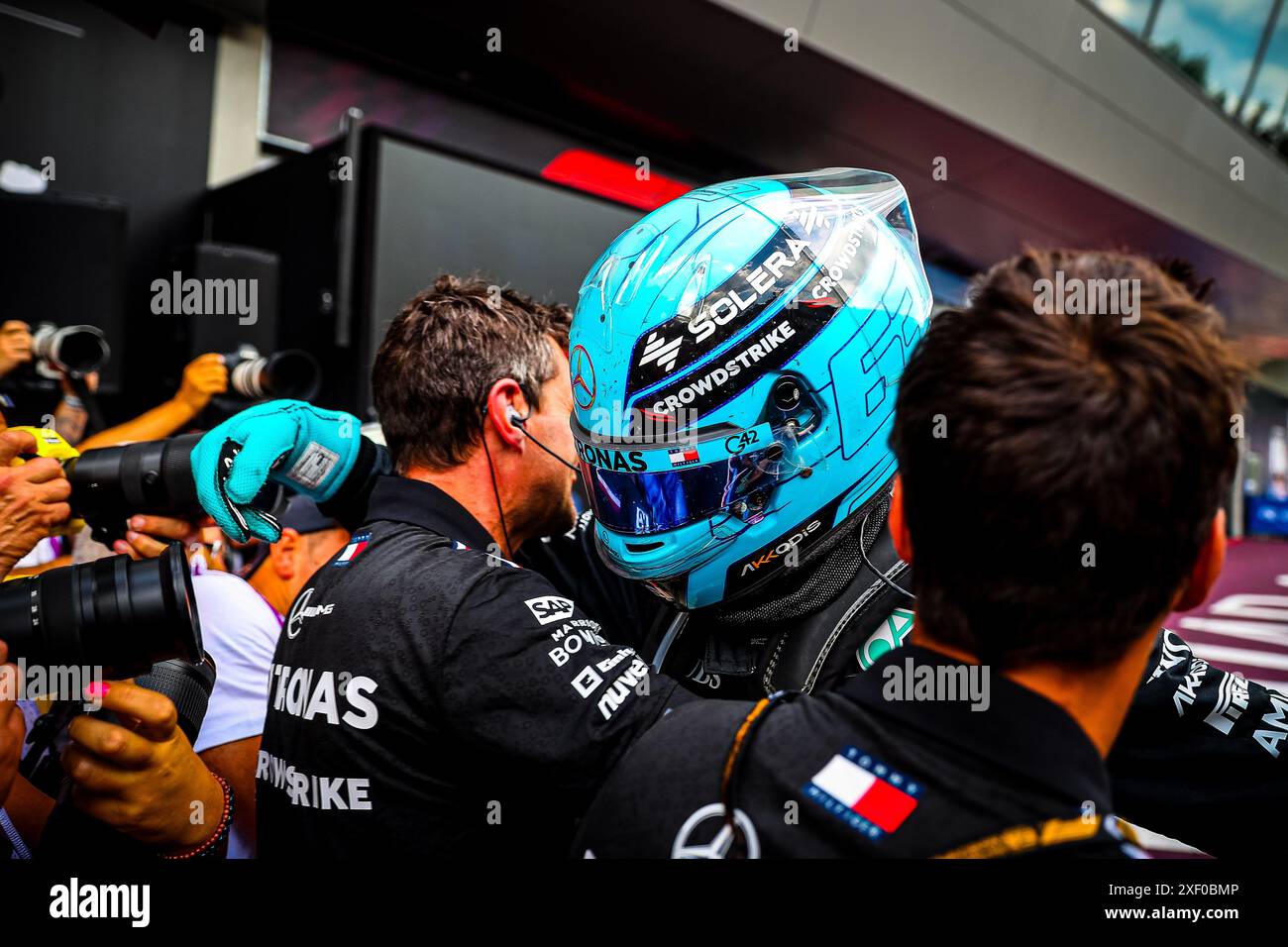 63 George Russell, (GRB) AMG Mercedes Ineos during the Austrian GP ...