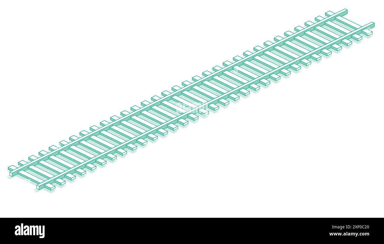 Railway track. Isometric object isolated on white background. Vector illustration. Railway icon ...
