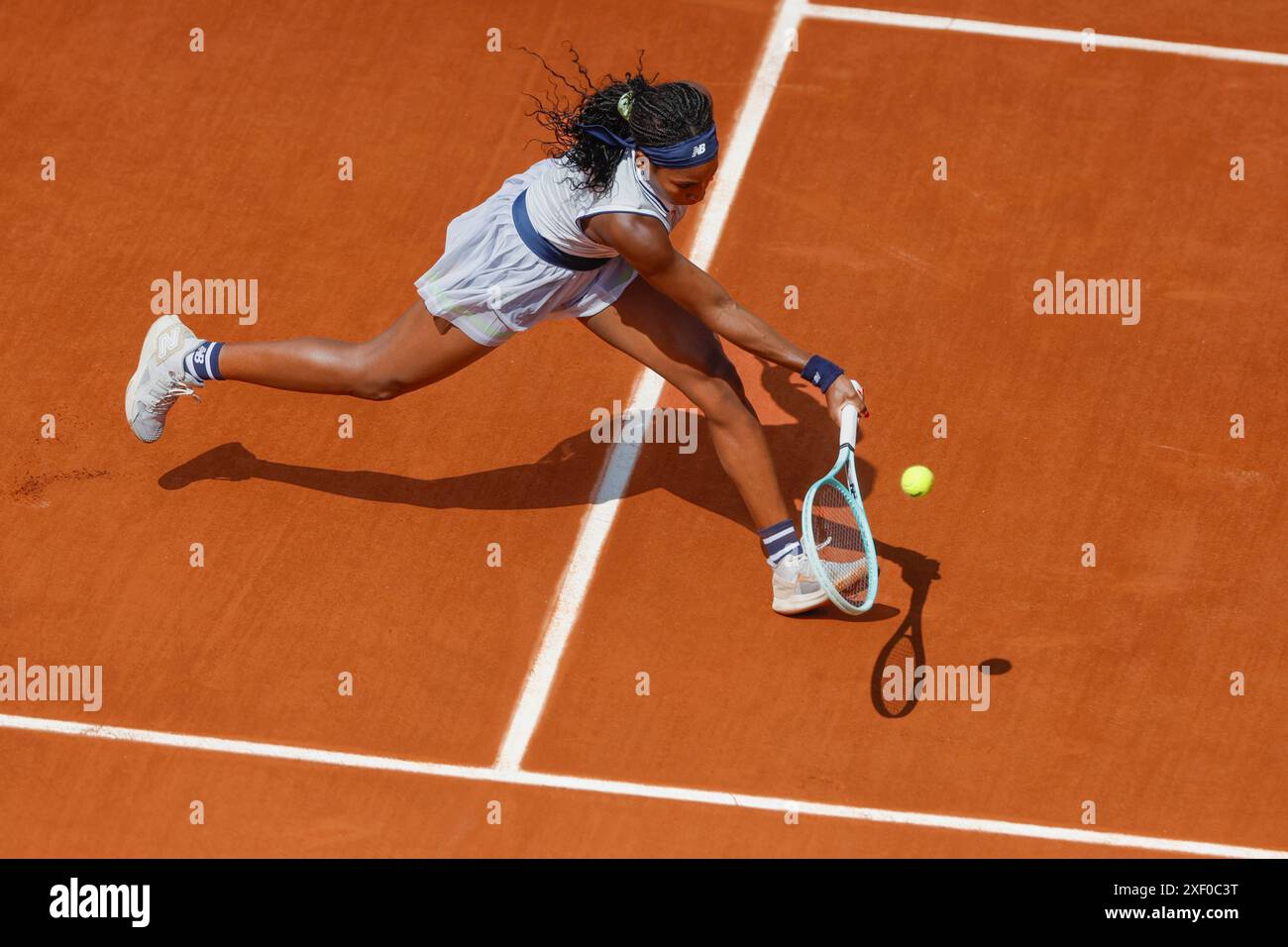 American tennis player Coco Gauff in action at the French Open 2024,Roland Garros, Paris, France ...