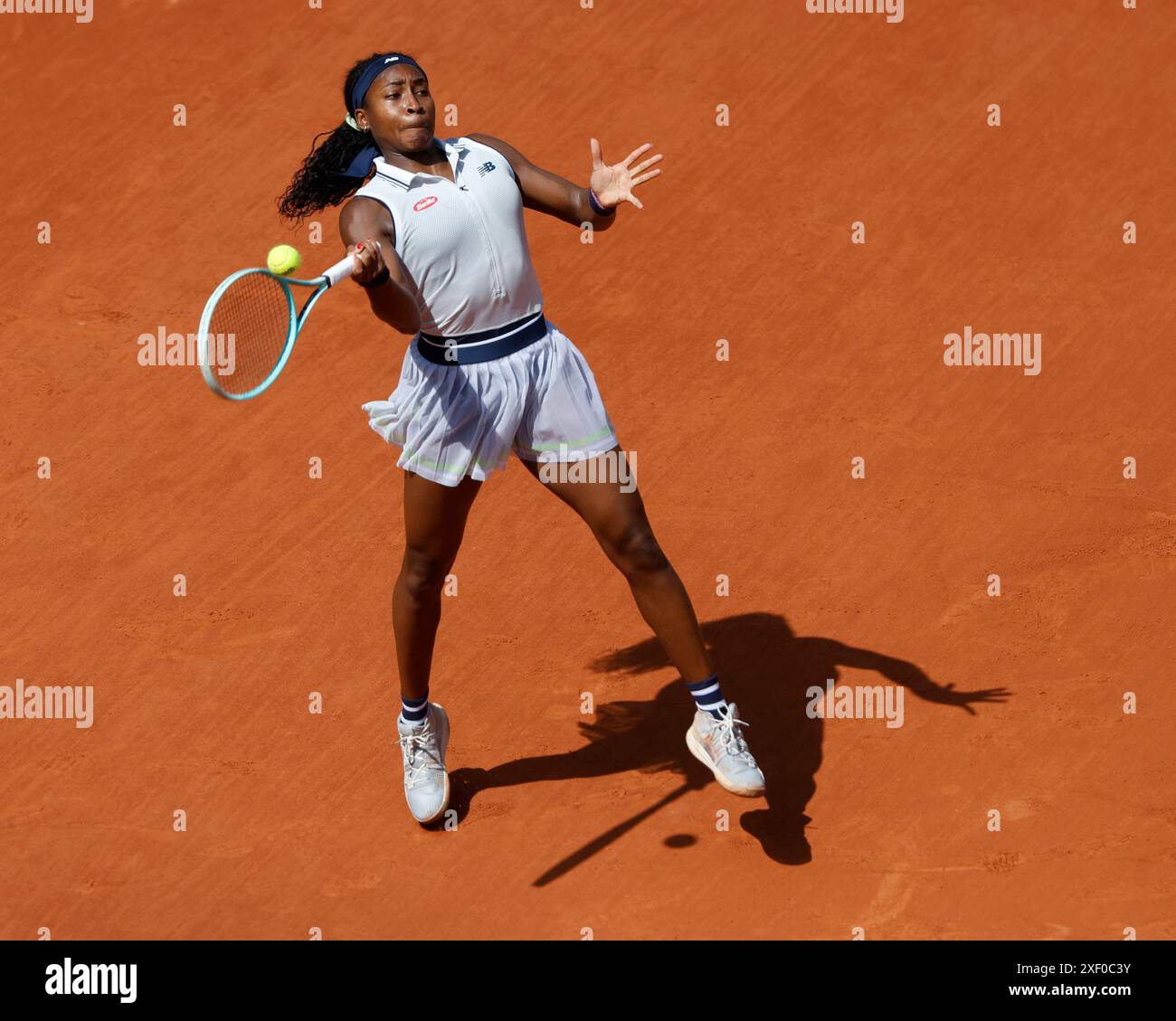 American tennis player Coco Gauff in action at the French Open 2024,Roland Garros, Paris, France ...