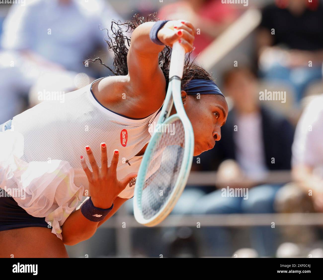American tennis player Coco Gauff in action at the French Open 2024,Roland Garros, Paris, France ...
