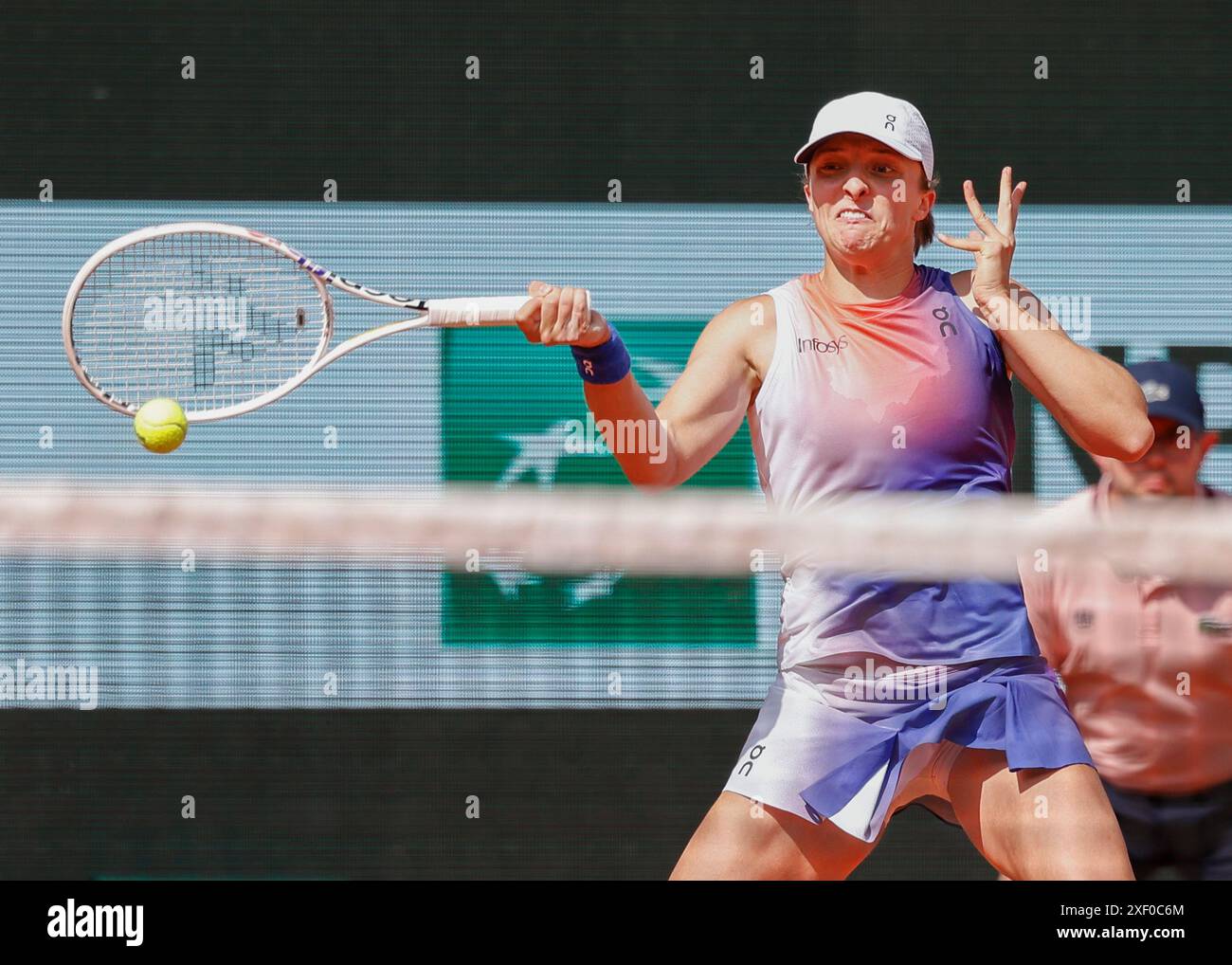 Polish tennis player Iga Swiatek in action at the French Open 2024 ...