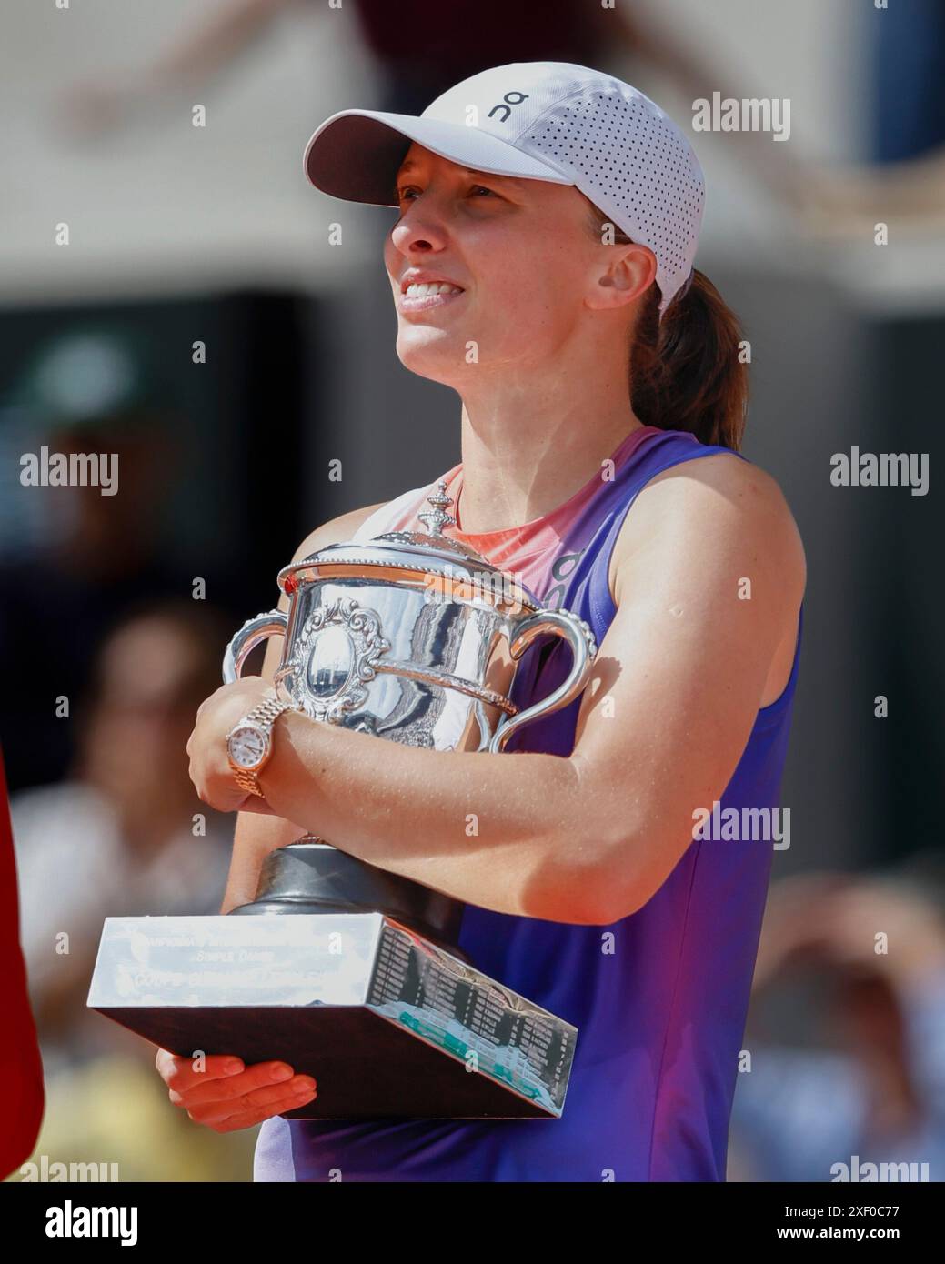 French Open 2024 Champion Iga Swiatek of Poland is holding the trophy ...