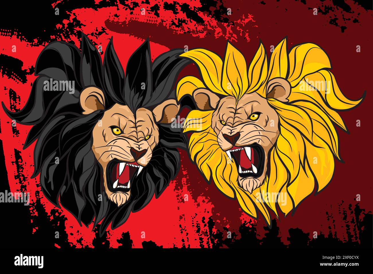 Angry lion head roaring showing its sharp teeth Stock Vector Image ...