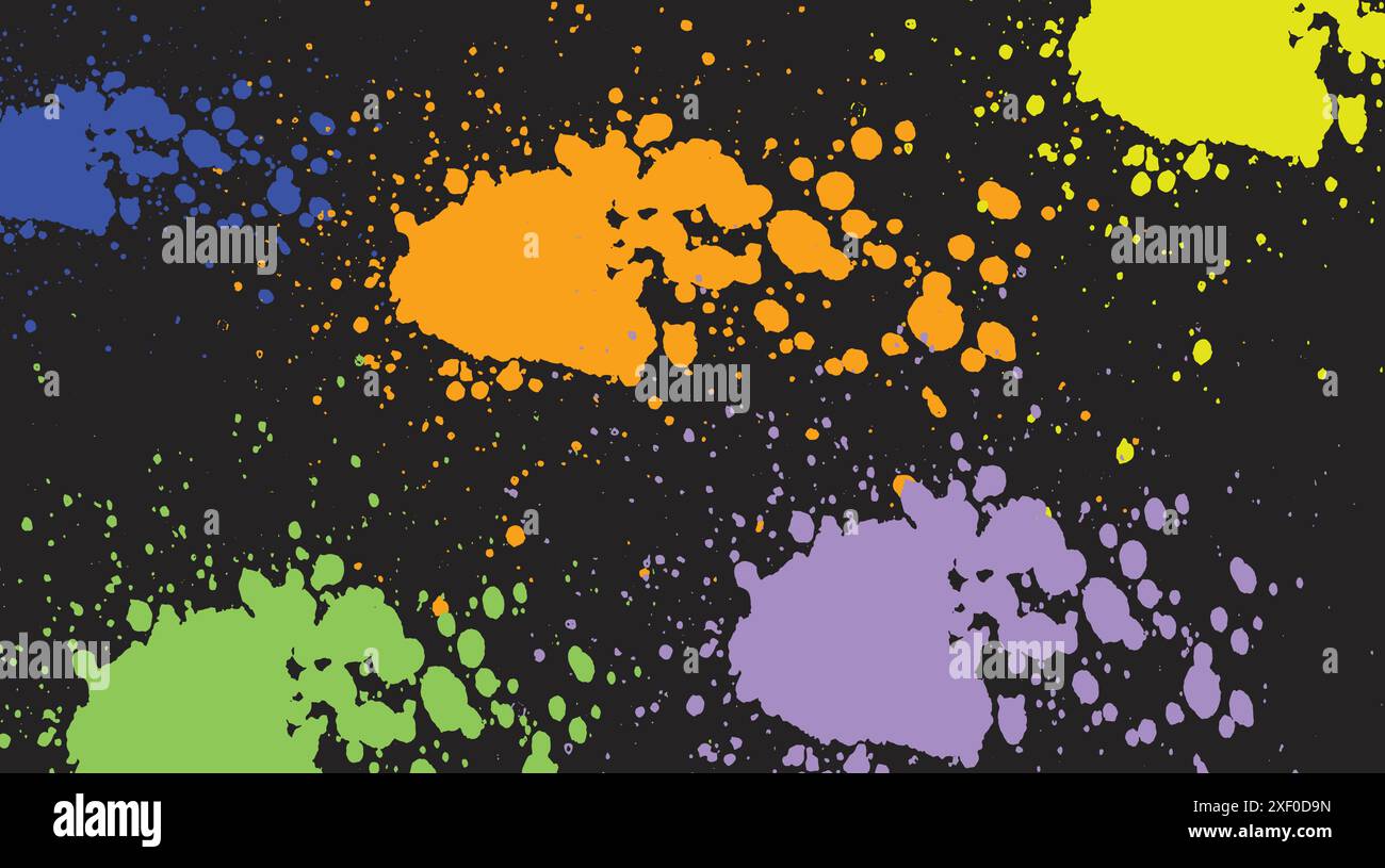 Colorful paint splattering on black background Stock Vector Image & Art ...