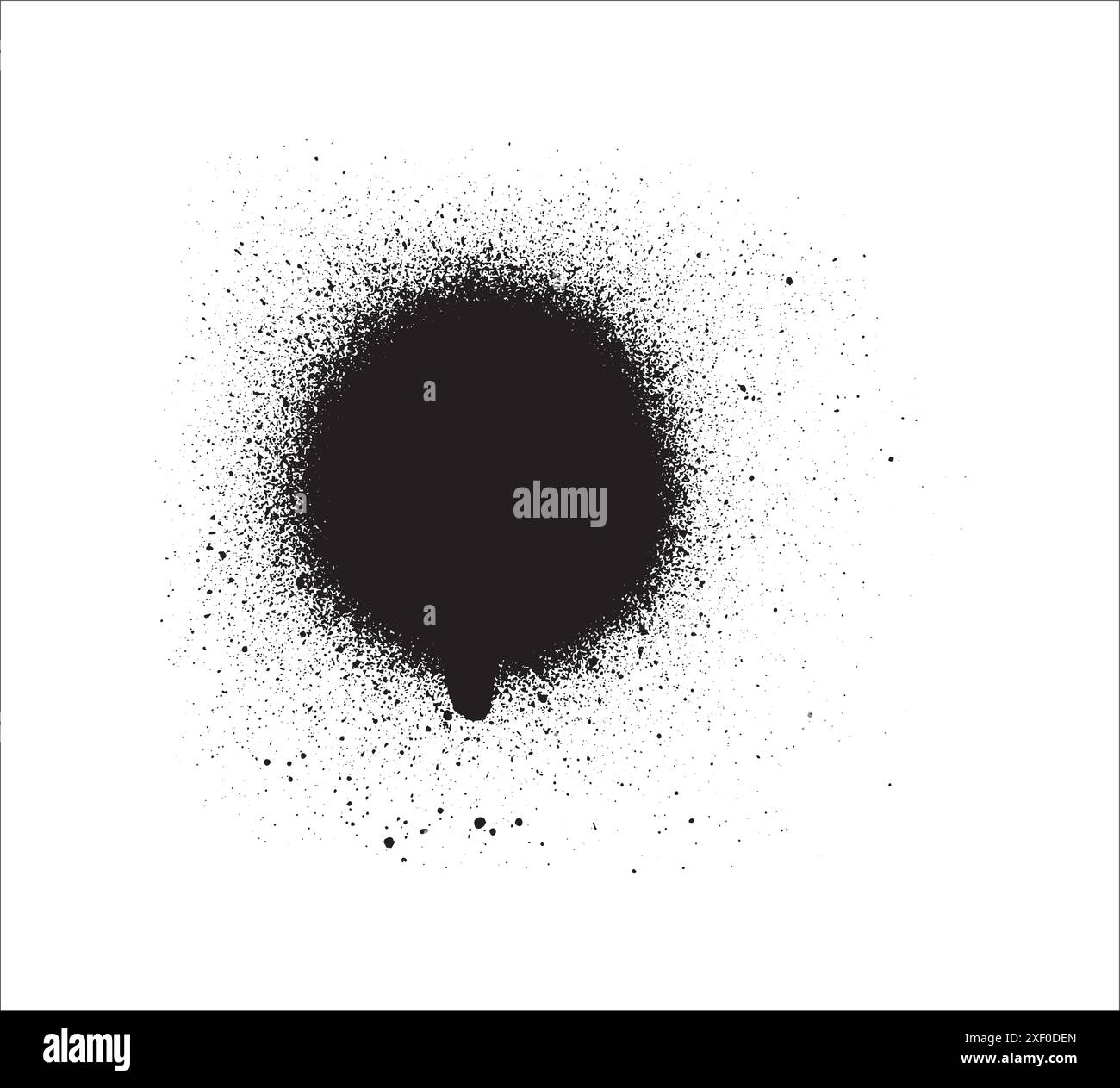 Black spray paint circle with dripping effect on white background Stock ...