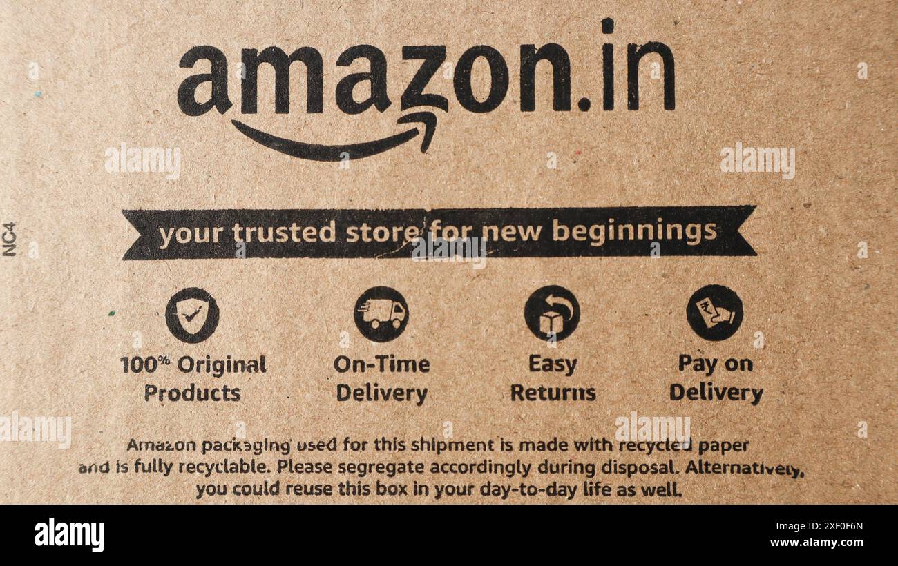 Home delivered Parcel currogated box from Amazon India. Amazon.in label ...