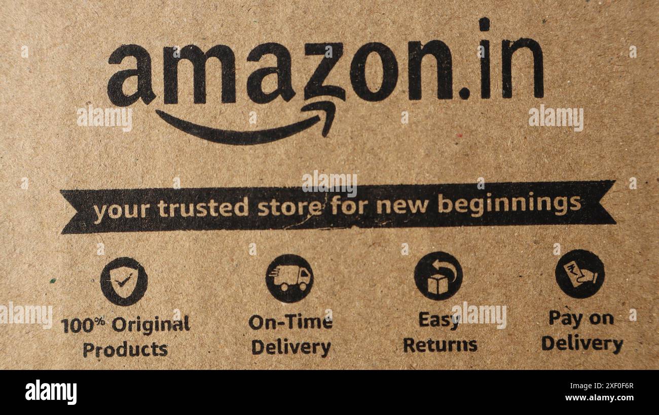 Home delivered Parcel currogated box from Amazon India. Amazon.in label ...