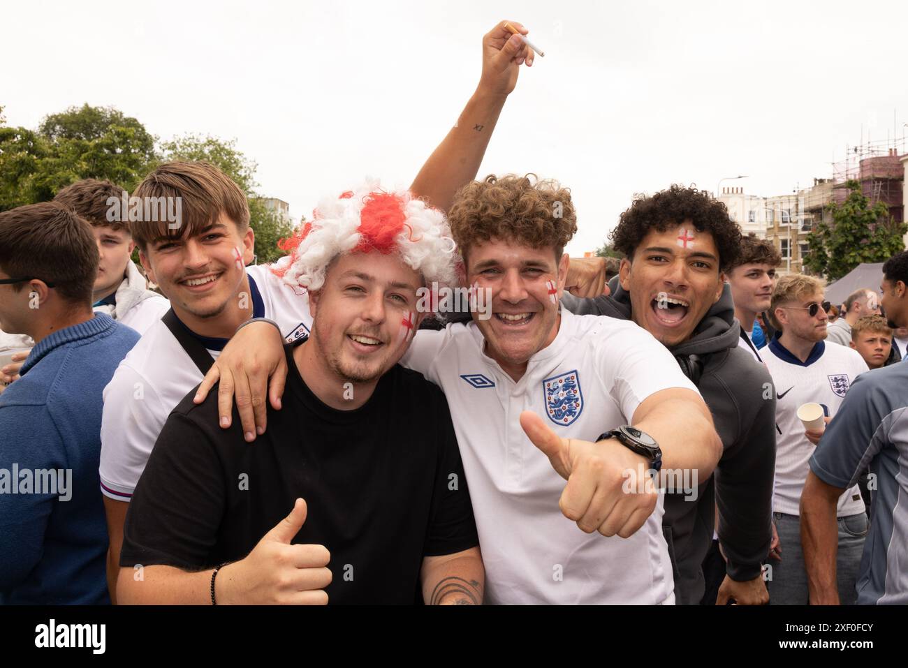City of Brighton & Hove, East Sussex, UK. England football fans gather ...