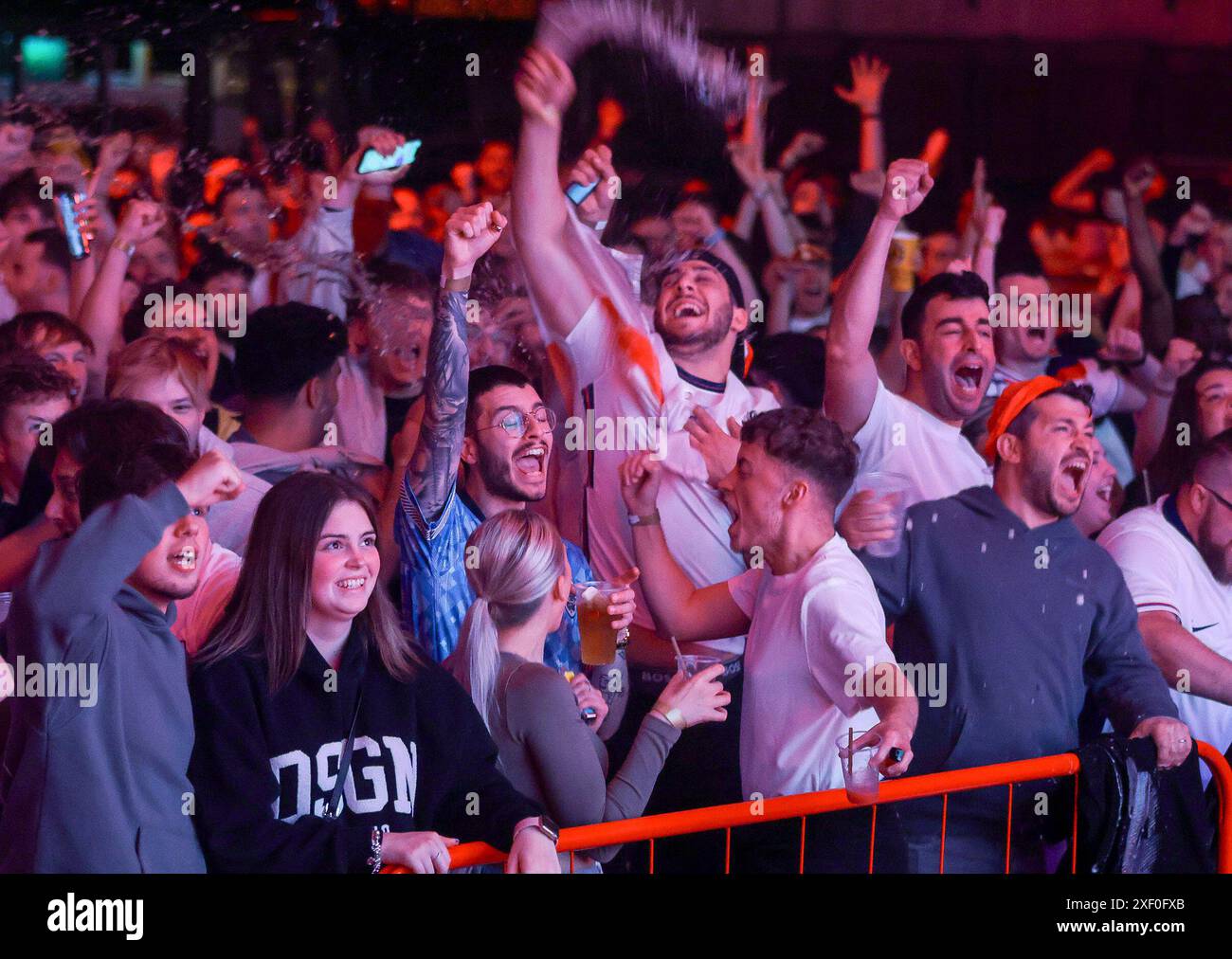 England fans celebrate a disallowed goal from Phil Foden at the Diecast ...