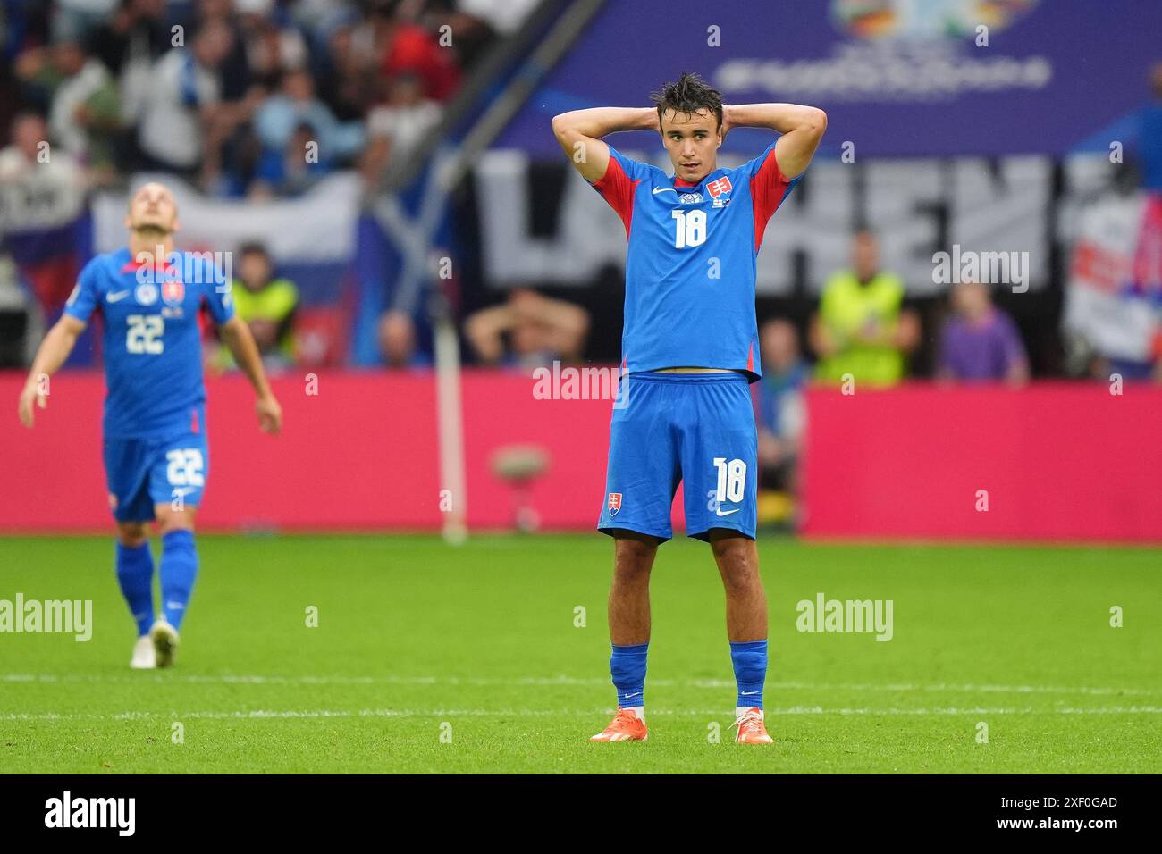 Slovakia's David Strelec reacts after a missed opportunity during the ...