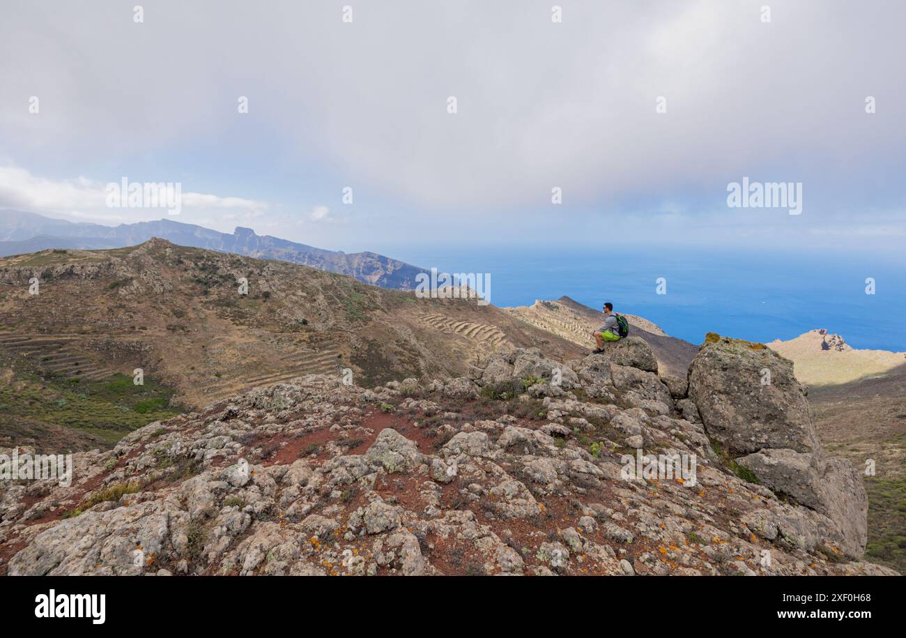 Views of the landscape during a hiking walk in the Teno Rural Park, in ...