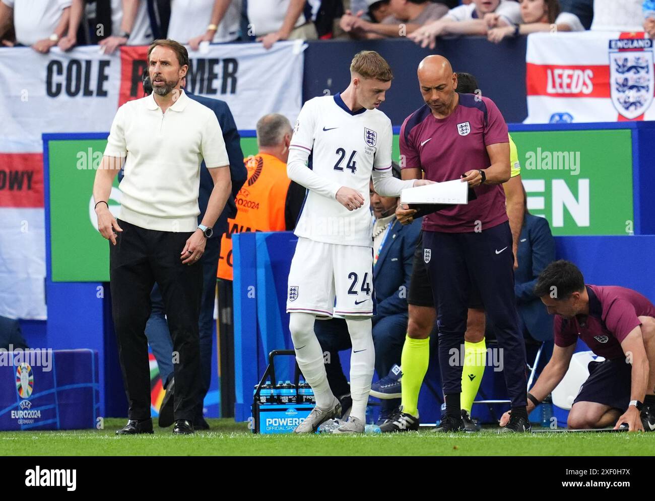 England's Cole Palmer receives in structions from Paul Nevin as England ...