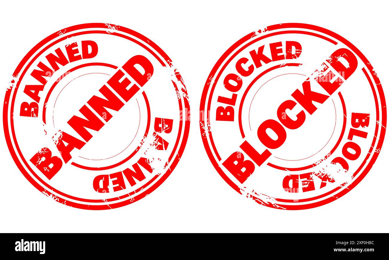 Banned and Blocked Vintage Stamp Labels with a distressed texture ...