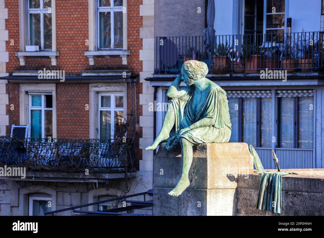 Basel, Switzerland - Feburary 21, 2023: The bronze statue "Helvetia on ...