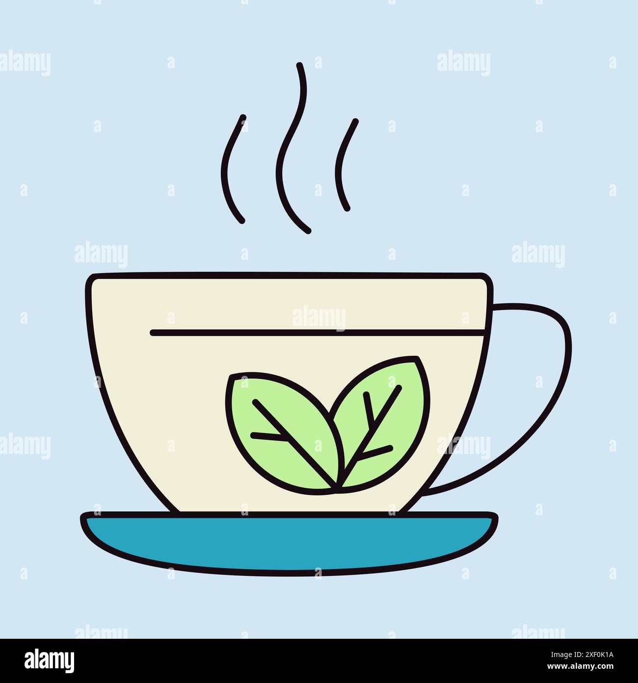 Cup of tea with mint leaves vector icon. Graph symbol for fitness and ...