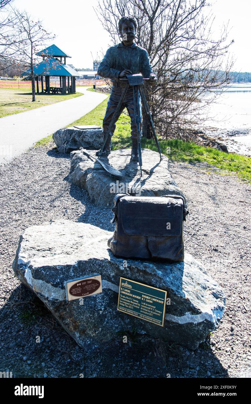 William Francis Ganong bronze statue by the waterfront trail in St ...