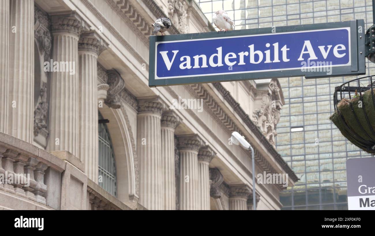 New York City Grand Central Terminal, Vanderbilt intersection road sign ...