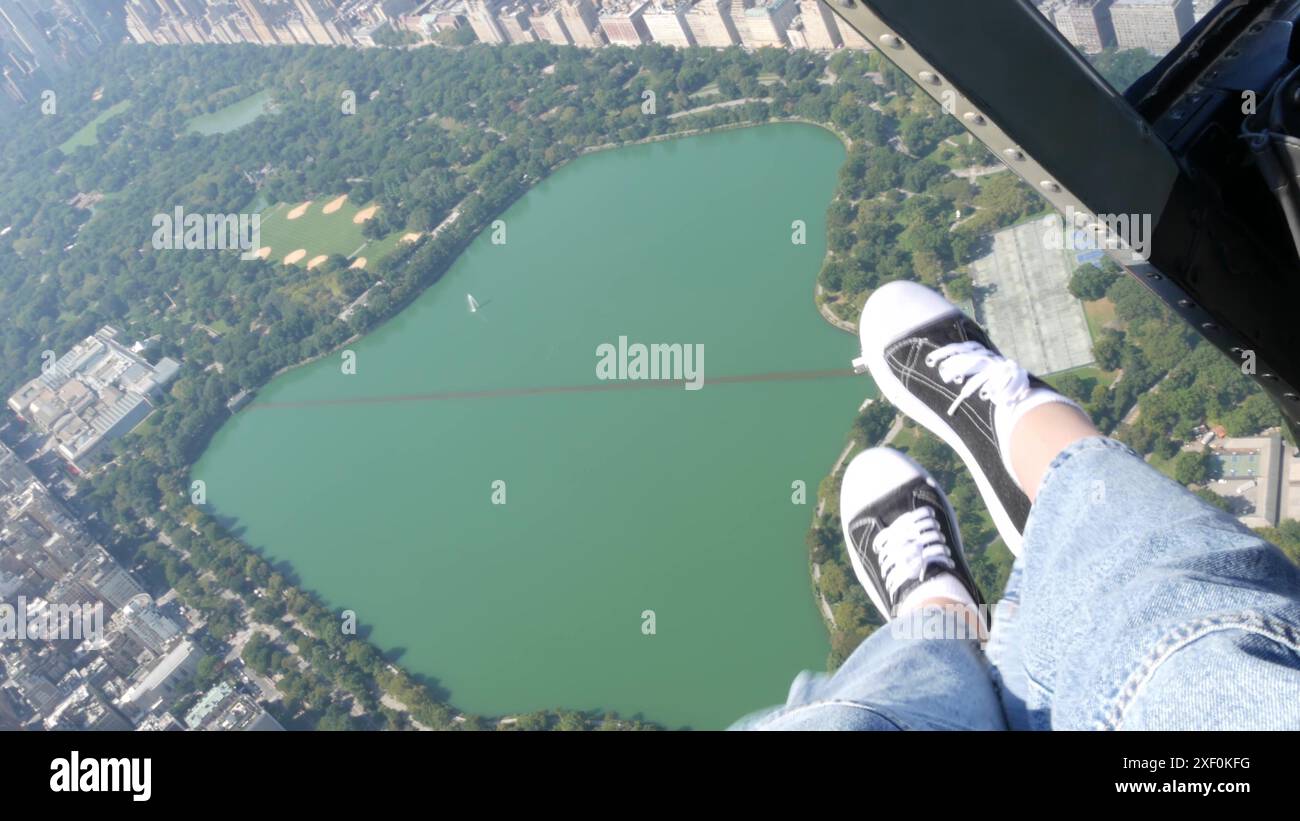 New York City doors off helicopter flight, heli flying over Manhattan ...