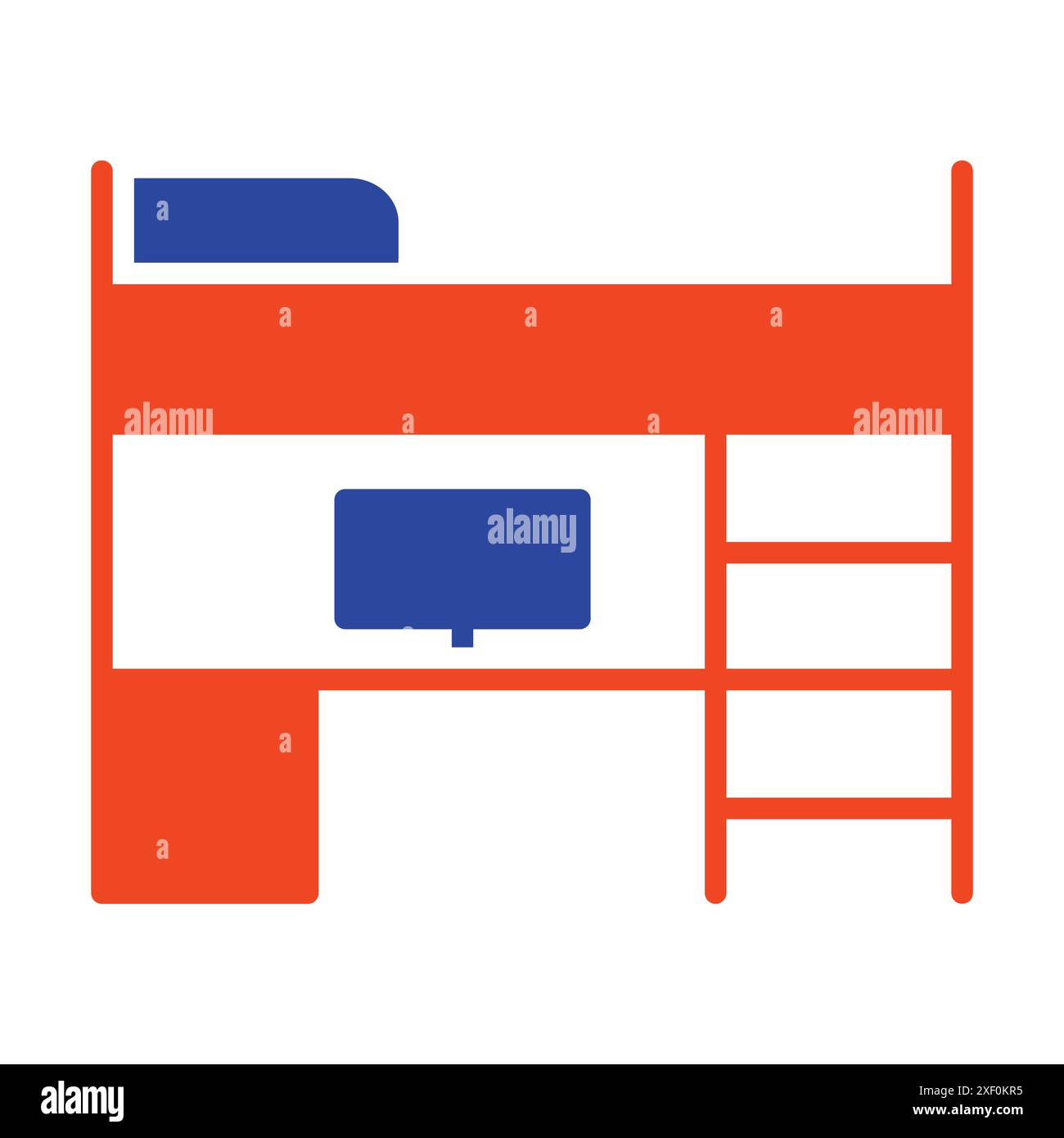 Bunk bed with workspace vector icon. Graph symbol for furniture, web ...