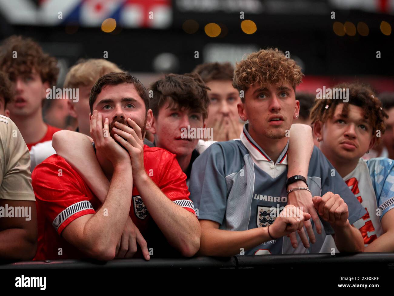 England fans at BOXPark Wembley in London during a screening of the ...