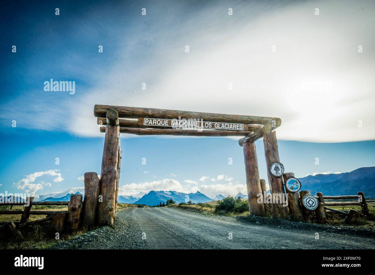signage on the gravel road to Lake Roca, republica Argentina, Patagonia ...