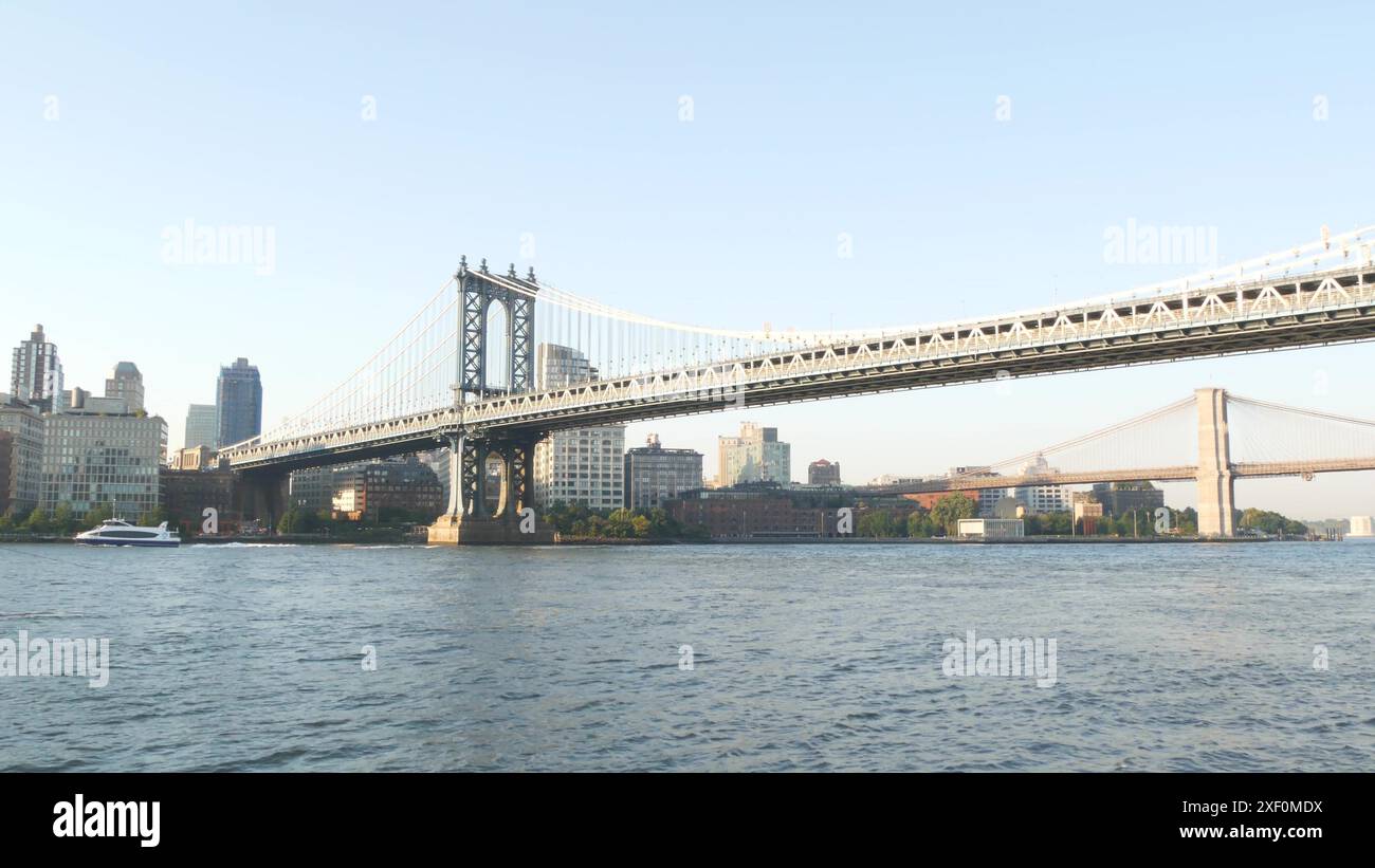 New York City Manhattan Bridge to Dumbo, Brooklyn Bridge. Waterfront ...