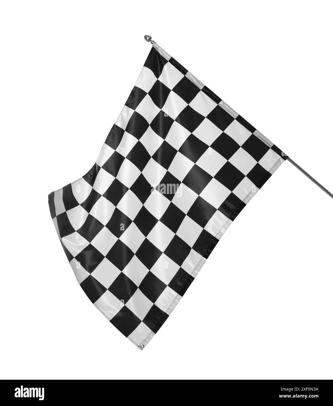 One checkered finish flag isolated on white Stock Photo - Alamy